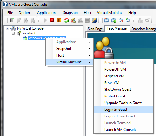 How to use VMware Guest Console to control Guest OS from host remotely
